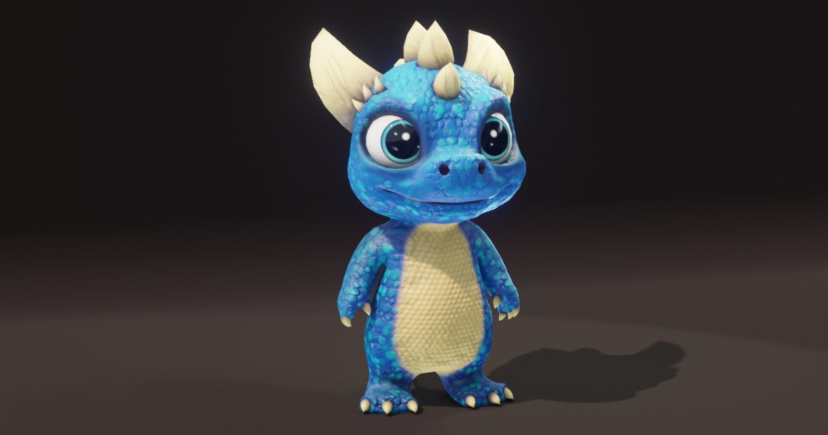 Cartoon Blue Dinosaur 3D Model (Low-Poly, Game-Ready, Animated, Built ...