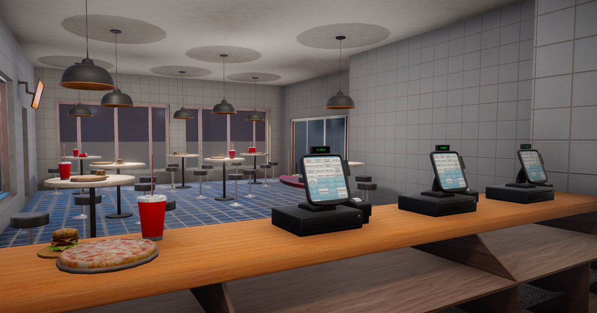 Fast Food Cafe - building with interior | 3D Environments | Unity Asset ...