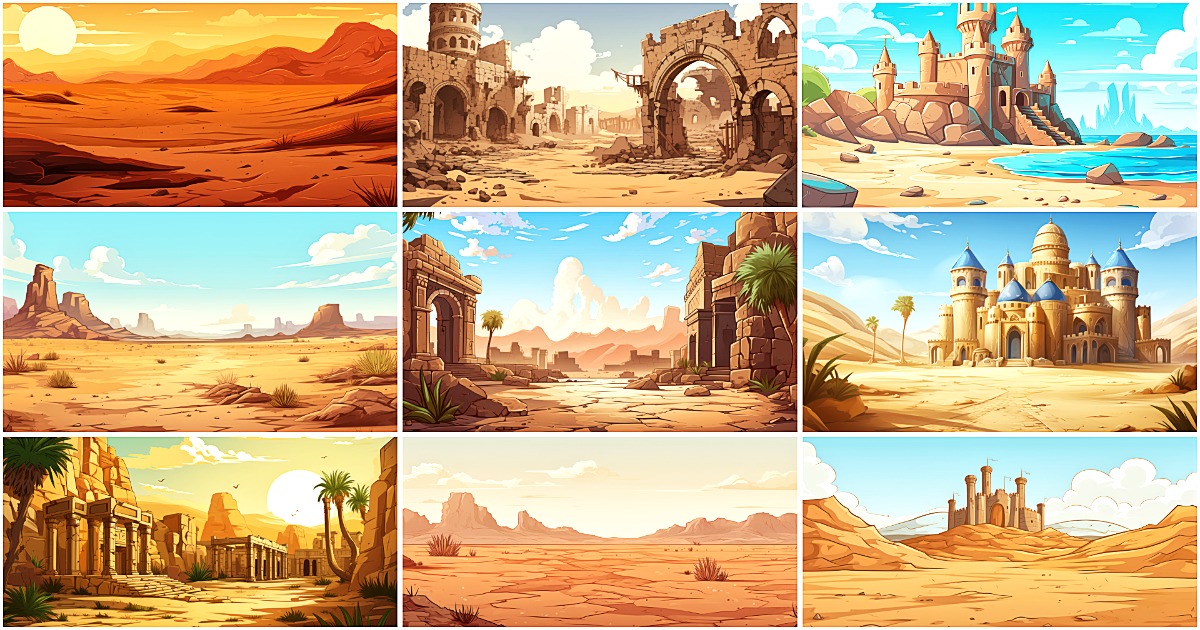 BACKGROUND - Cartoon Desert 2 | 2D Environments | Unity Asset Store