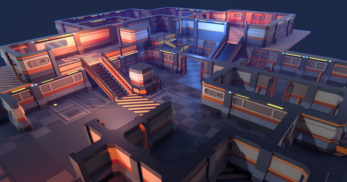 Low Poly Sci-Fi Modular Kit - Space Station Walls, Floors & Doors (URP ...