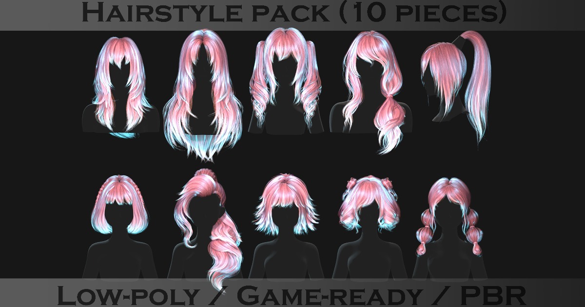 Hairstyle pack | 3D 道具 | Unity Asset Store