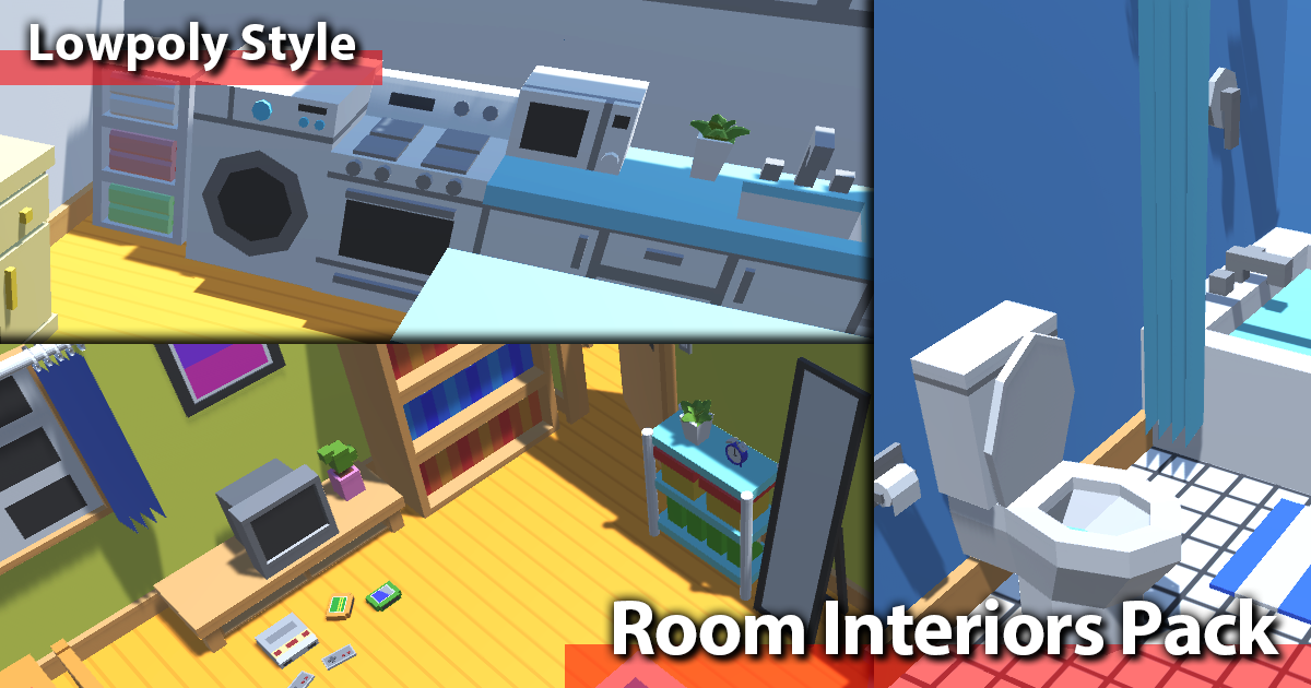 Lowpoly Style Room Interiors Pack | 3D Interior | Unity Asset Store