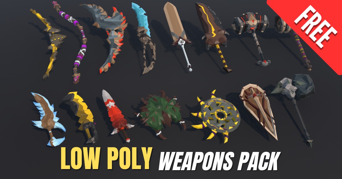 FREE Low Poly Weapons Pack – Fantasy Dream | 3D Weapons | Unity Asset Store