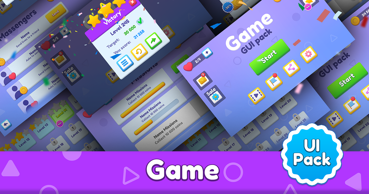 Purple GUI game pack | 2D GUI | Unity Asset Store