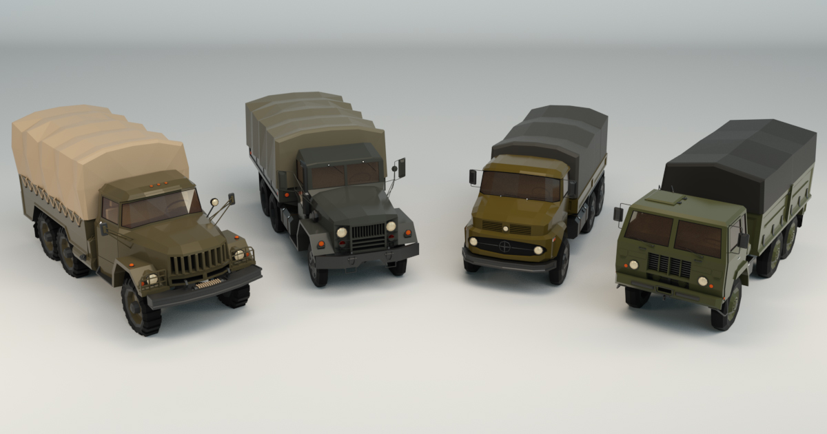 Low Poly Military Truck Pack 01 | 3D Land | Unity Asset Store