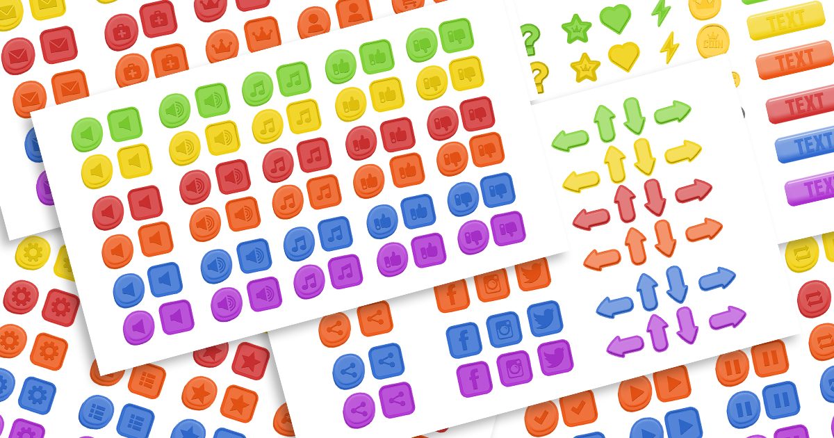 Multicolored GUI buttons | 2D Icons | Unity Asset Store