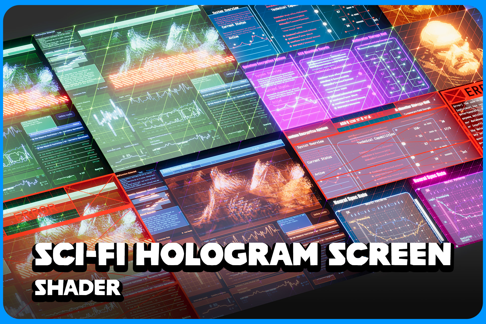 Sci Fi Hologram Screen Shader Vfx Shaders Unity Asset Store