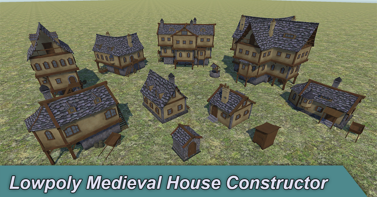 Lowpoly Medieval House Constructor | 3D Fantasy | Unity Asset Store