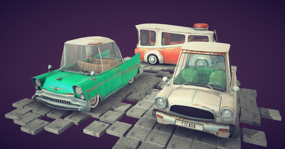 Retro Cartoon Cars | 3D Land | Unity Asset Store
