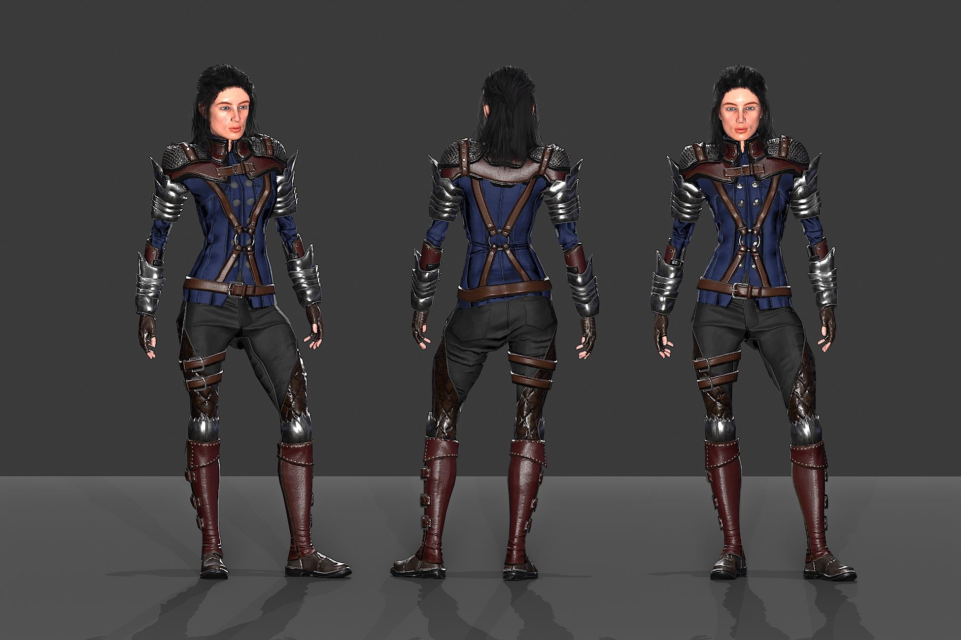Knight woman in leather and steel armor | Characters | Unity Asset Store