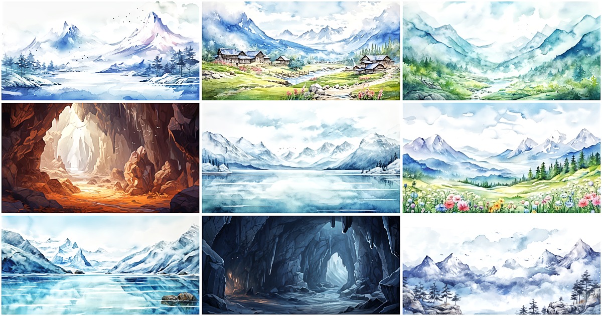 BACKGROUND - Watercolor Mountain 1 | 2D Environments | Unity Asset Store