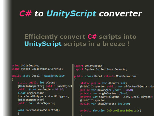 C# to UnityScript converter | ユーティリティ ツール | Unity Asset Store