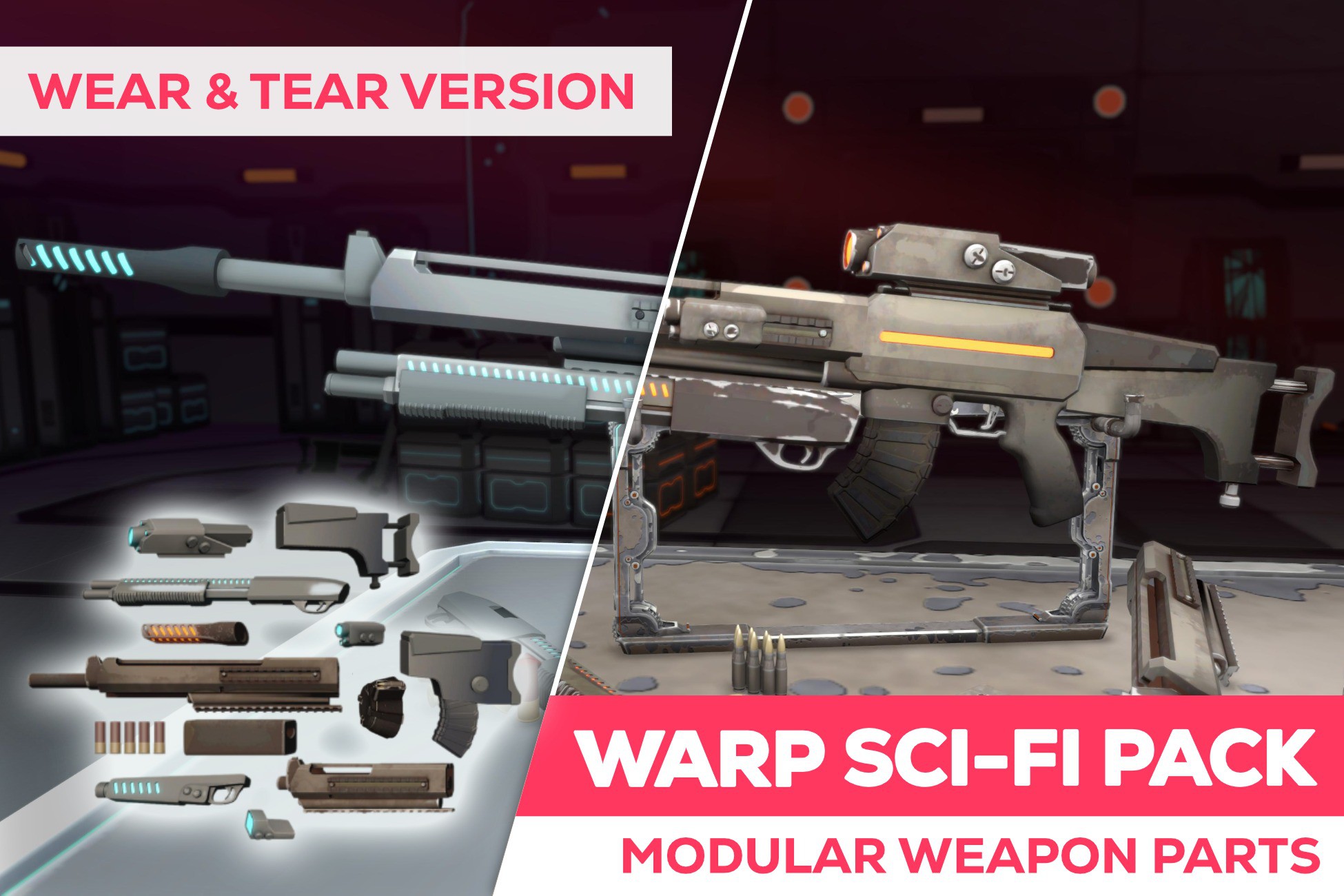 WARP Sci-fi Pack Modular Weapon Parts | 3D Guns | Unity Asset Store