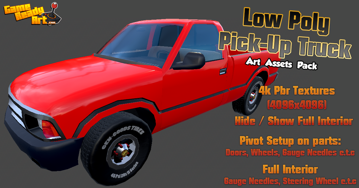 Low Poly Pick-Up Truck | 3D Vehicles | Unity Asset Store