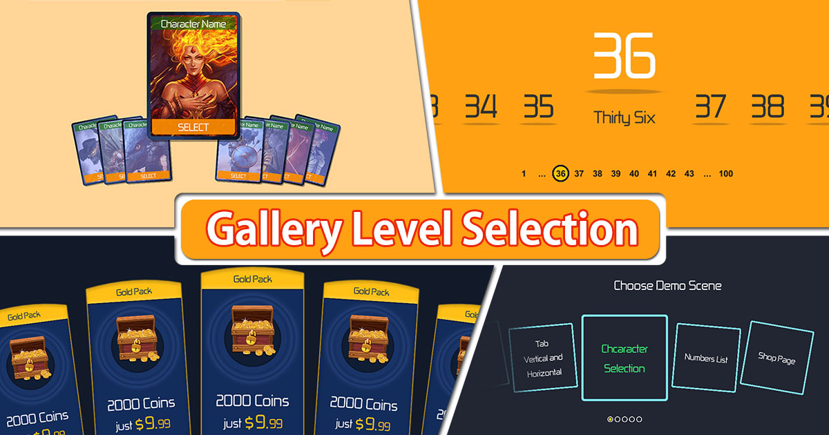 Gallery Level Selection Pagination And Scroll Snap Menu Gui Tools Unity Asset Store