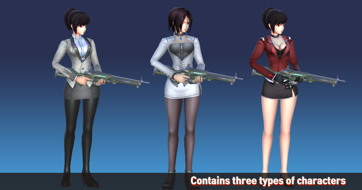 3D Anime Rifle Girl | 3D Humanoids | Unity Asset Store