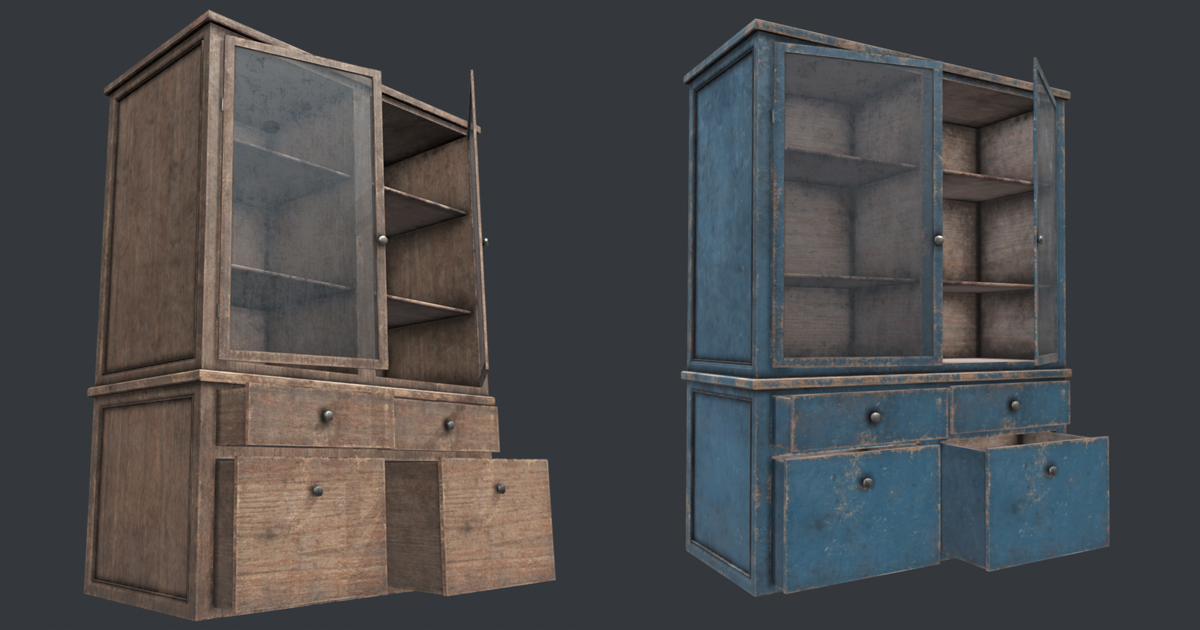 Old Wooden Cabinet 3 PBR | 3D Furniture | Unity Asset Store