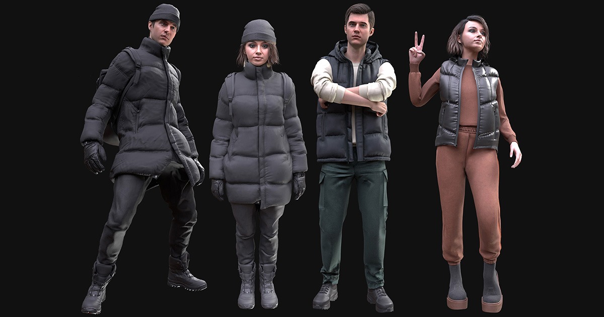 Collection 46 - Man/Woman in Winters & Autumns Outfits - Rigged | 3D ...