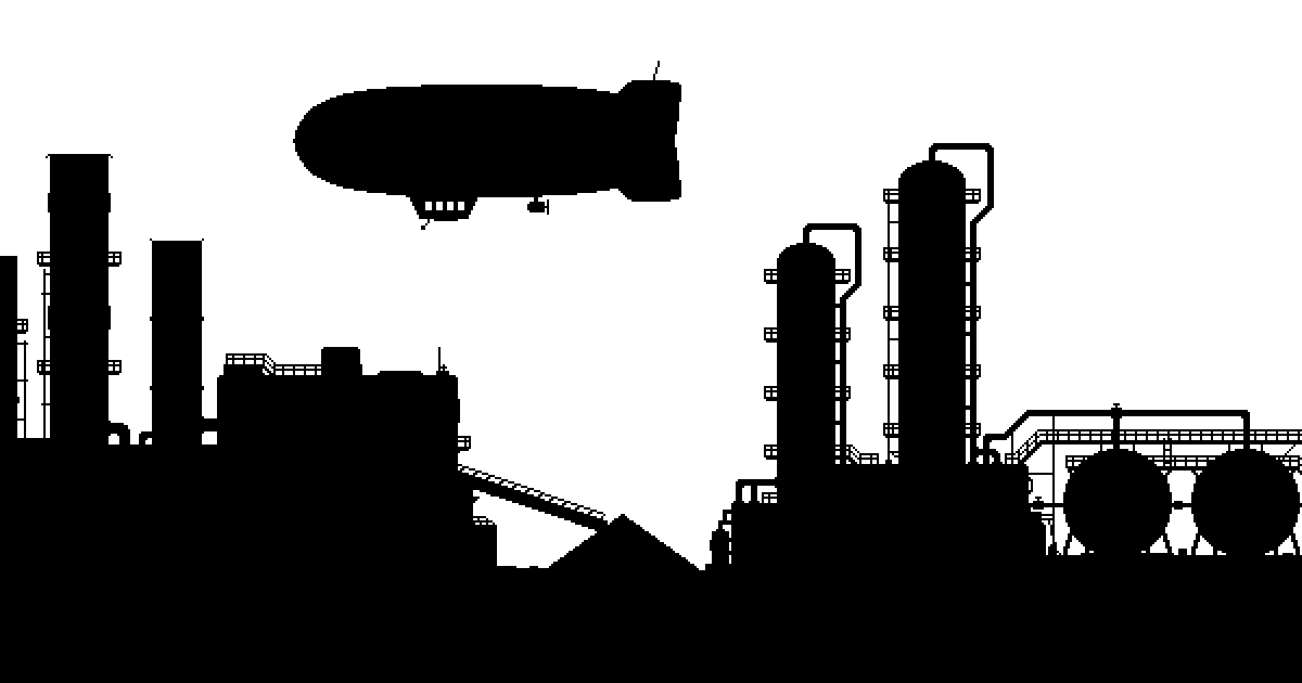 Industry Background Elements (Black-and-White Pixelart) | 2D Building ...