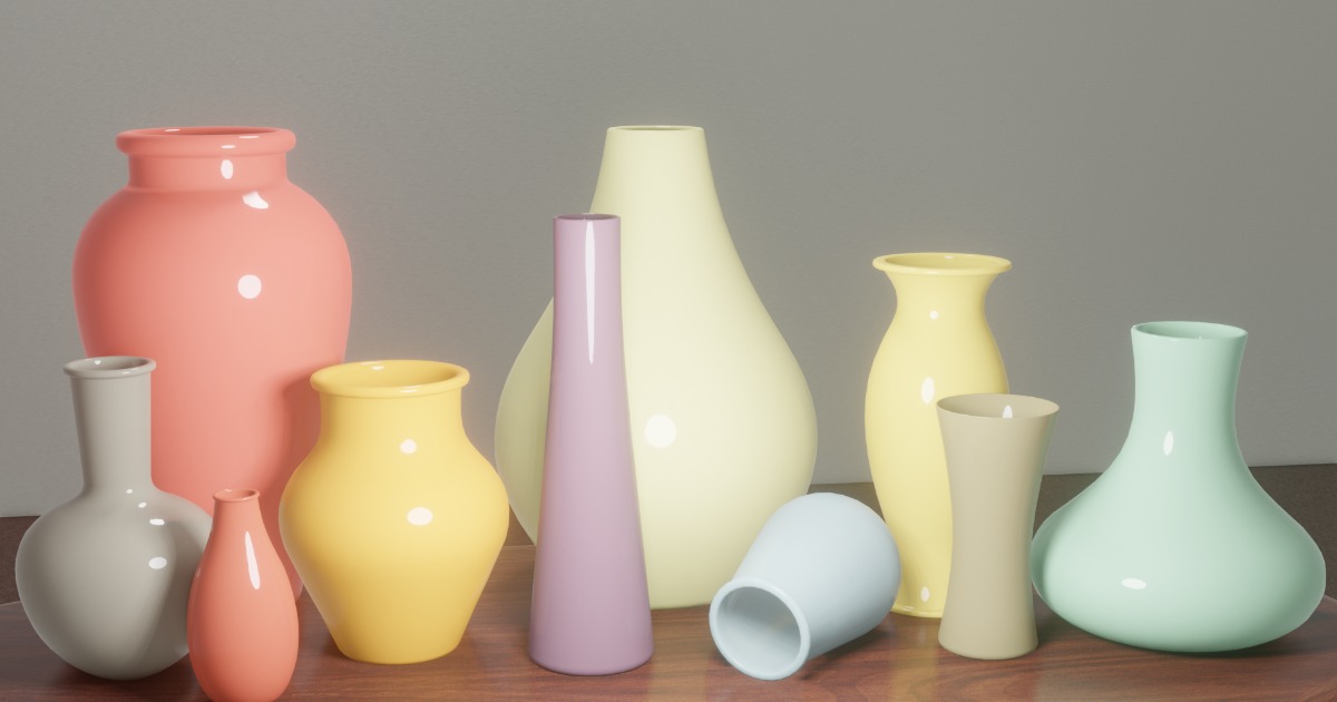 Mid Century Vase & Pot collection | 3D Interior | Unity Asset Store