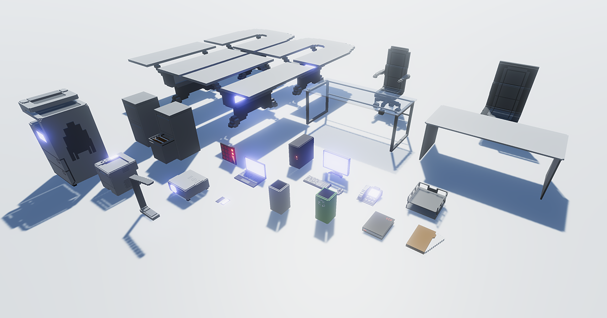 Voxel Office Props | 3D Props | Unity Asset Store