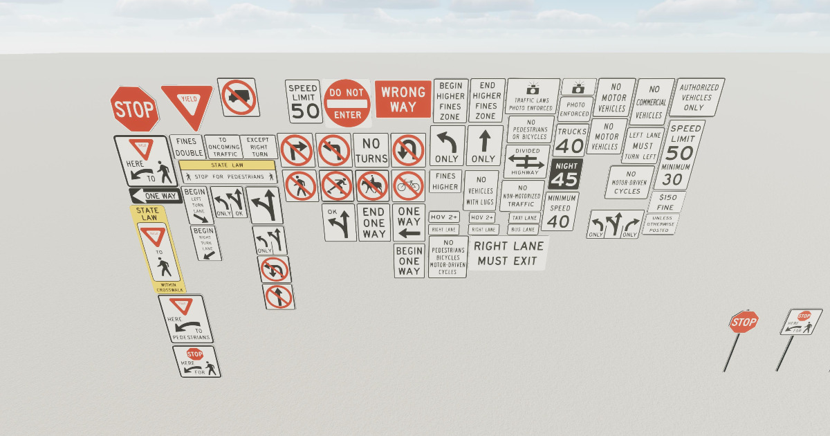 OWA Road Signs 01 | 3D Roadways | Unity Asset Store