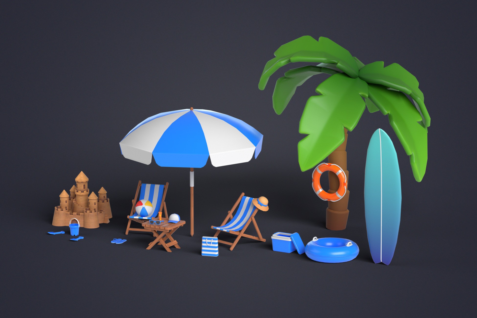 Big Beach Pack | 3D 소품 | Unity Asset Store