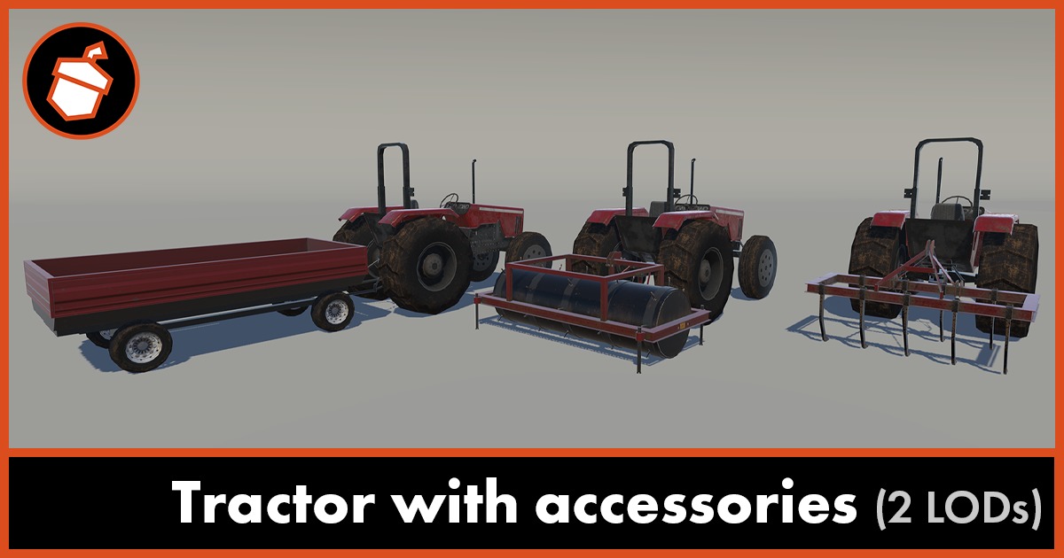Tractor with accessories (2 LODs) | 3D 지상 | Unity Asset Store