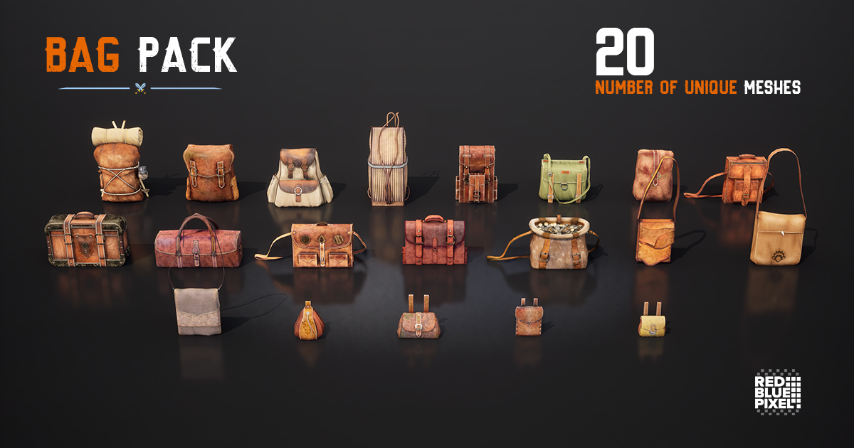 Bag pack Vol 01 | 3D Props | Unity Asset Store