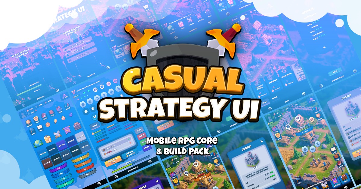 Casual Strategy UI Kit - Mobile RPG Core & Build Pack | 2D GUI | Unity ...