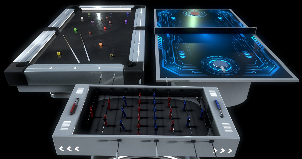 Futuristic Table Games Pack – Sci-Fi Gaming Props | 3D Furniture ...