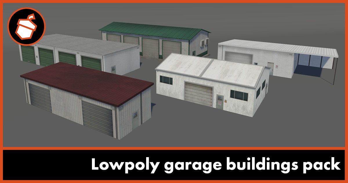 Lowpoly garage buildings pack | 3D 산업도구 | Unity Asset Store