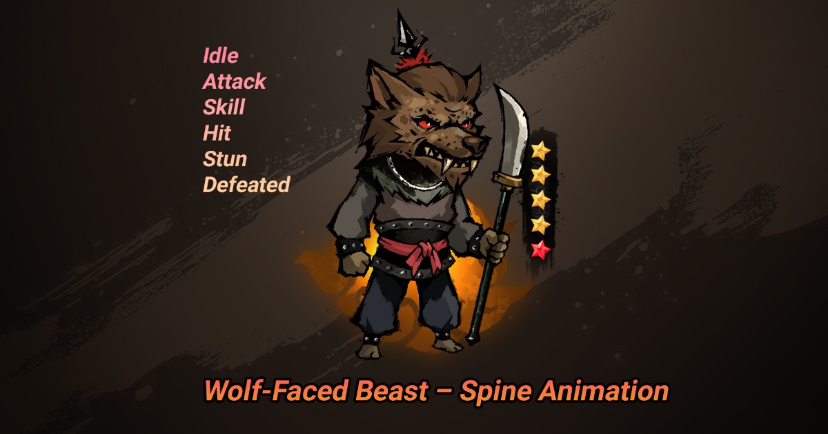 Wolf-Faced Beast – Spine Animation | 2D 캐릭터 | Unity Asset Store