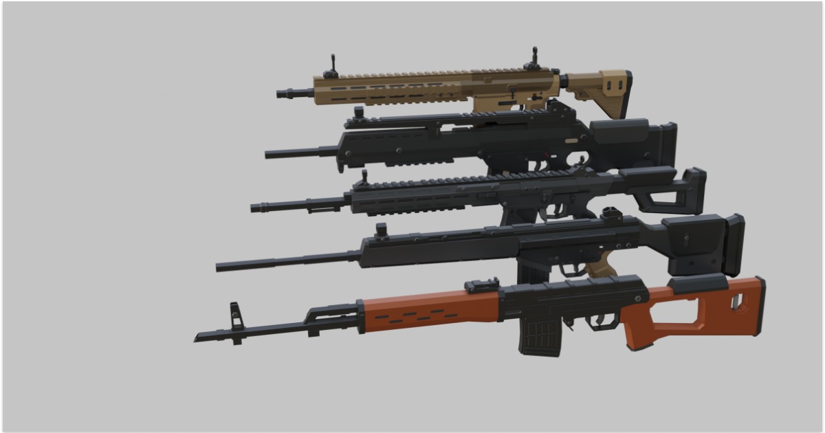 Low Poly DMR Weapon Pack 2 | 3D Guns | Unity Asset Store