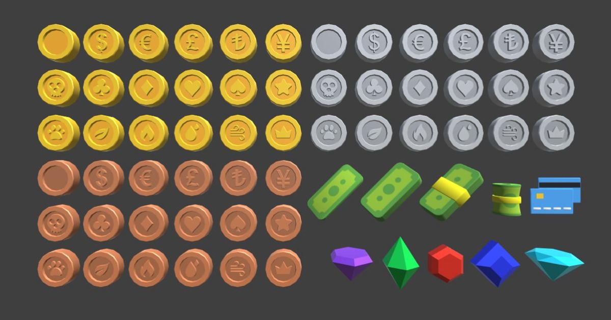 Coin & Money & Gem | 3D Props | Unity Asset Store