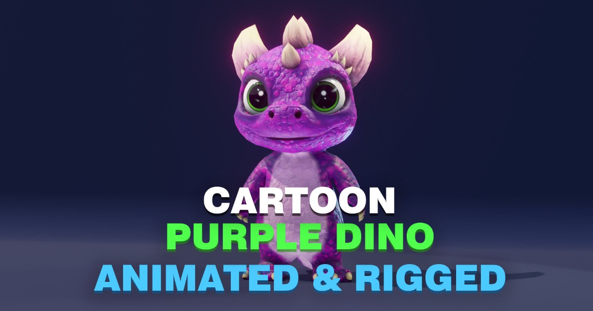 Cartoon Purple Dinosaur 3D Model – Animated Character | 3D Animals ...