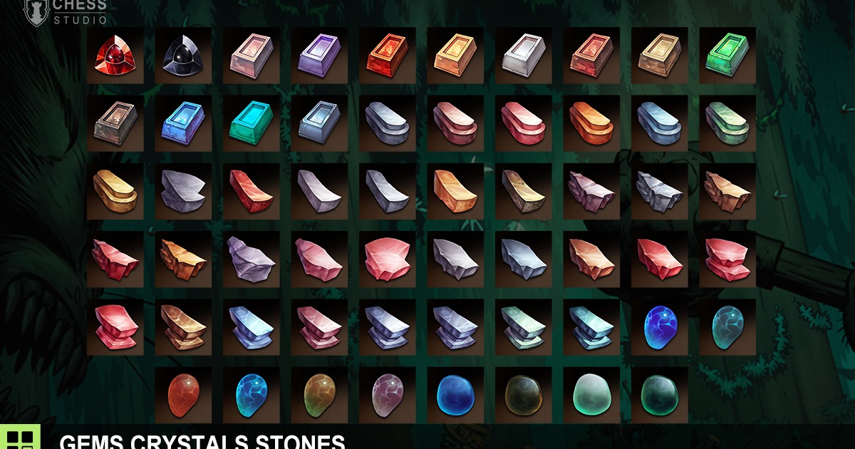 Gems Crystals Stones | 2D Icons | Unity Asset Store