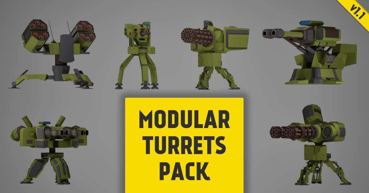 Polygon Modular Turrets | 3D Guns | Unity Asset Store