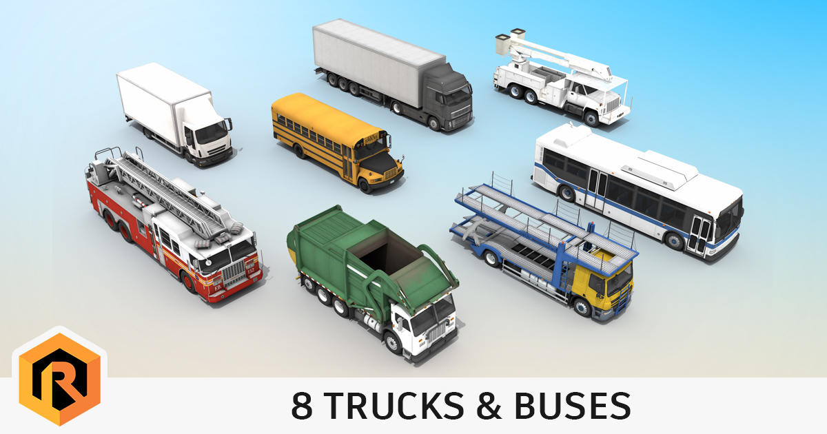 Trucks And Buses Collection | 3D Vehicles | Unity Asset Store