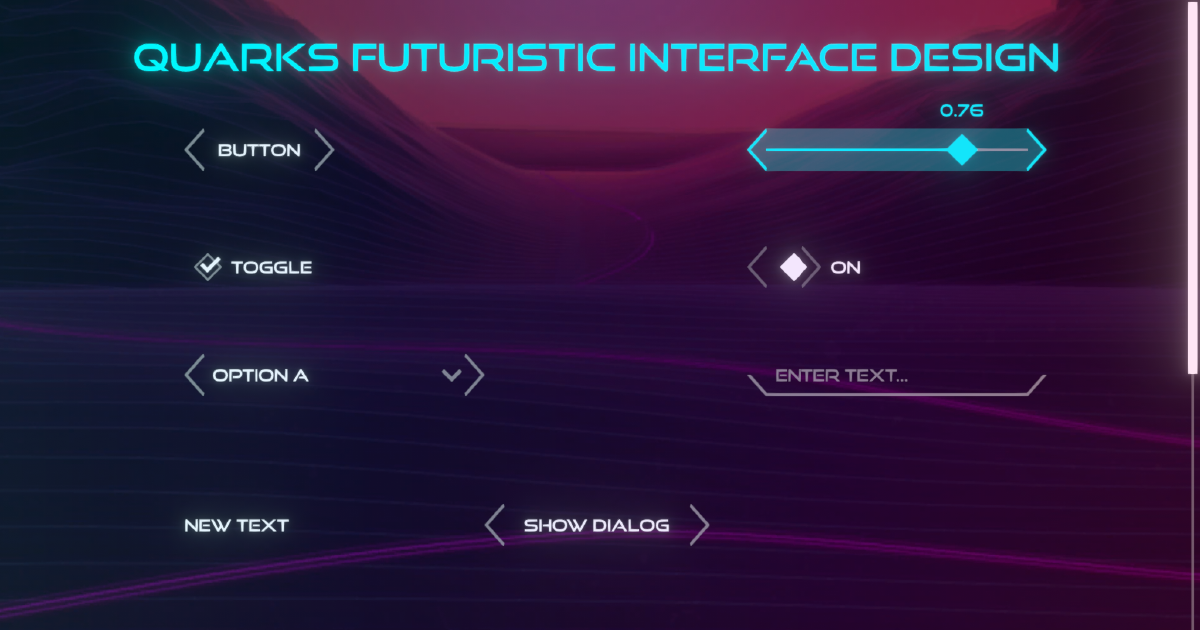 Quarks Futuristic Interface Design | 2D Icons | Unity Asset Store