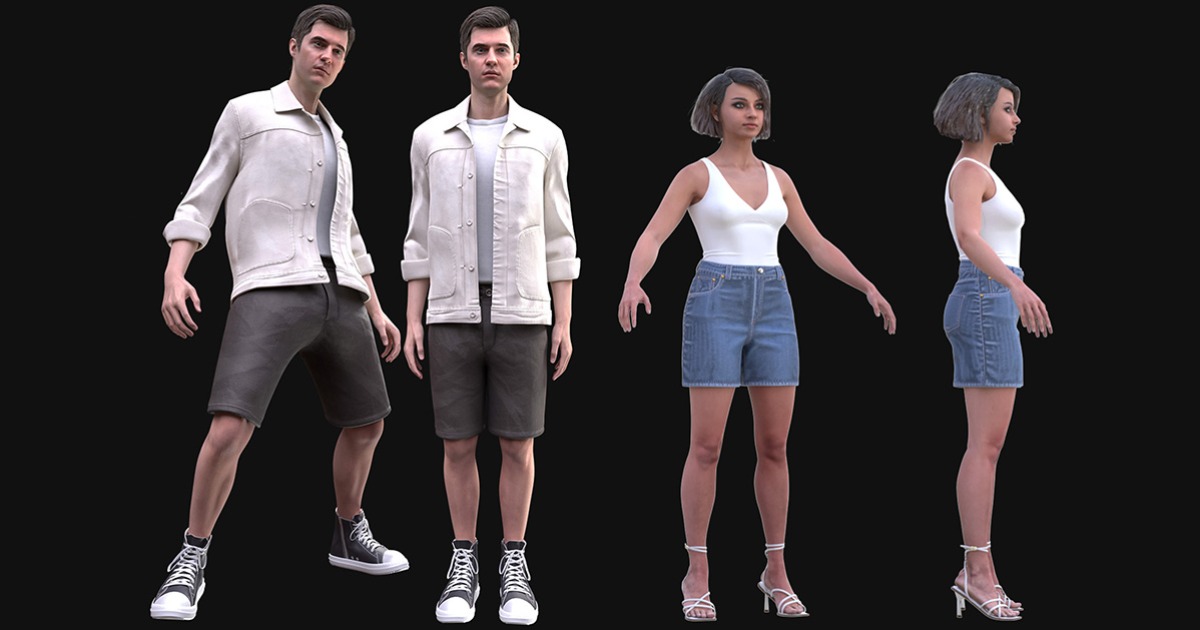 Collection 44 - Man/Woman in Casual/Summer Outfits - Rigged | 3D Characters | Unity Asset Store