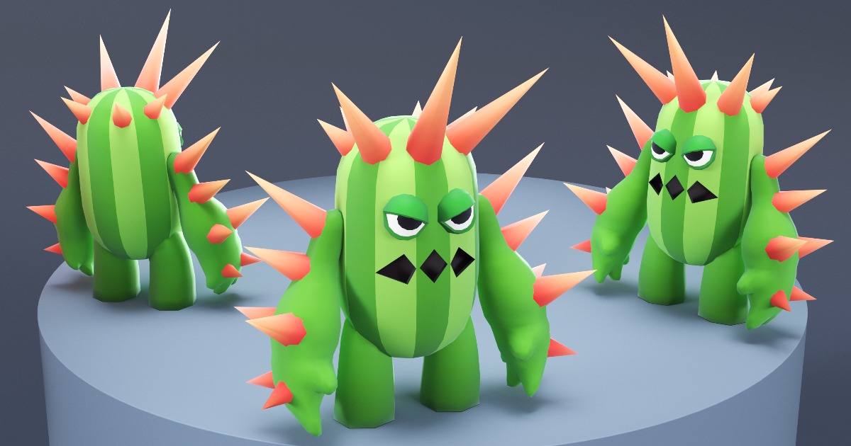 Cartoon Characters - Big Cactus Warrior | 3D Creatures | Unity Asset Store