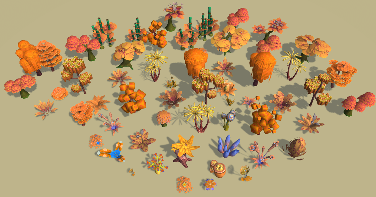 Sci-Fi flora — Orange planet. | 3D Vegetation | Unity Asset Store