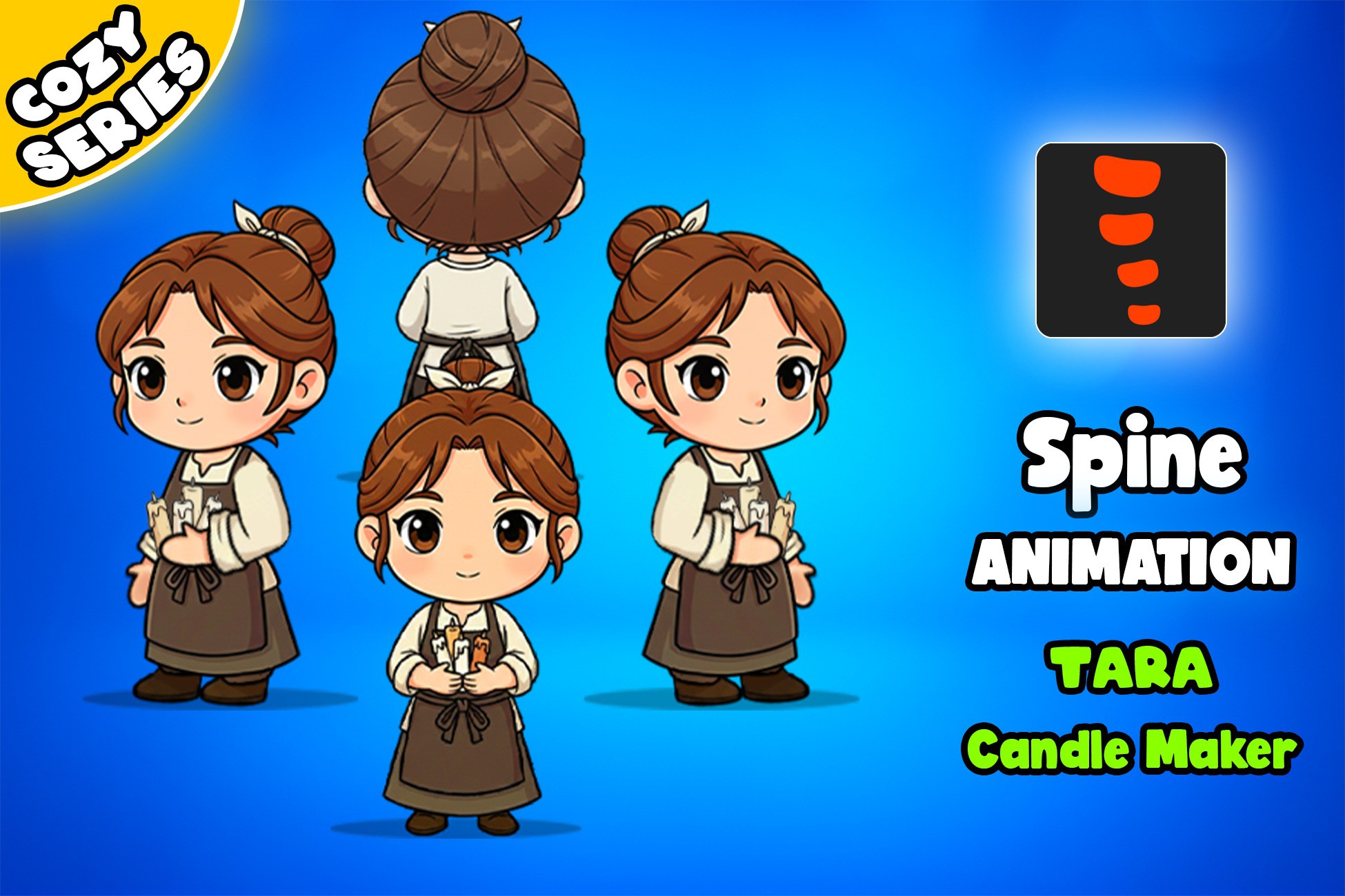 Tara Candle Maker 2D Animated Spine Character (Cozy Series) | 2D ...