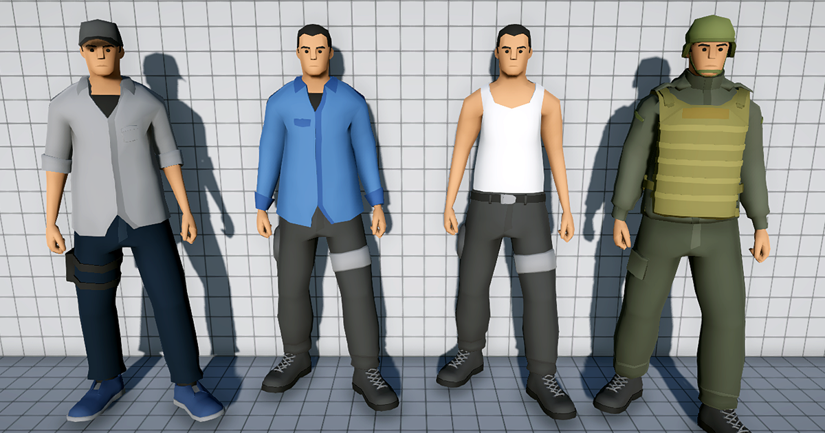 Survival stylized characters + 5 Weapons | 3D Characters | Unity Asset ...