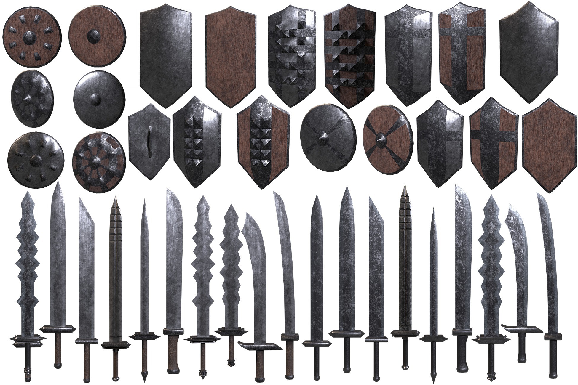 Modular Melee Swords & Shields Pack | Low Poly Stylized Procedural ...