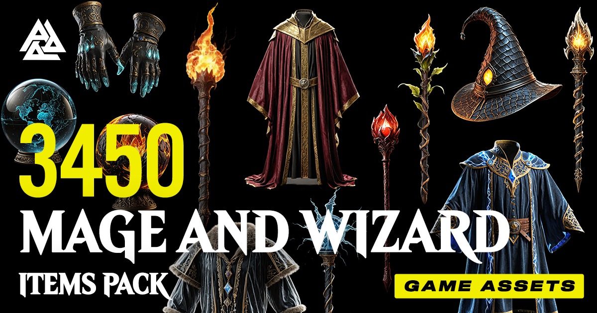 3450 Mage and Wizard Inventory Items | 2D | Unity Asset Store