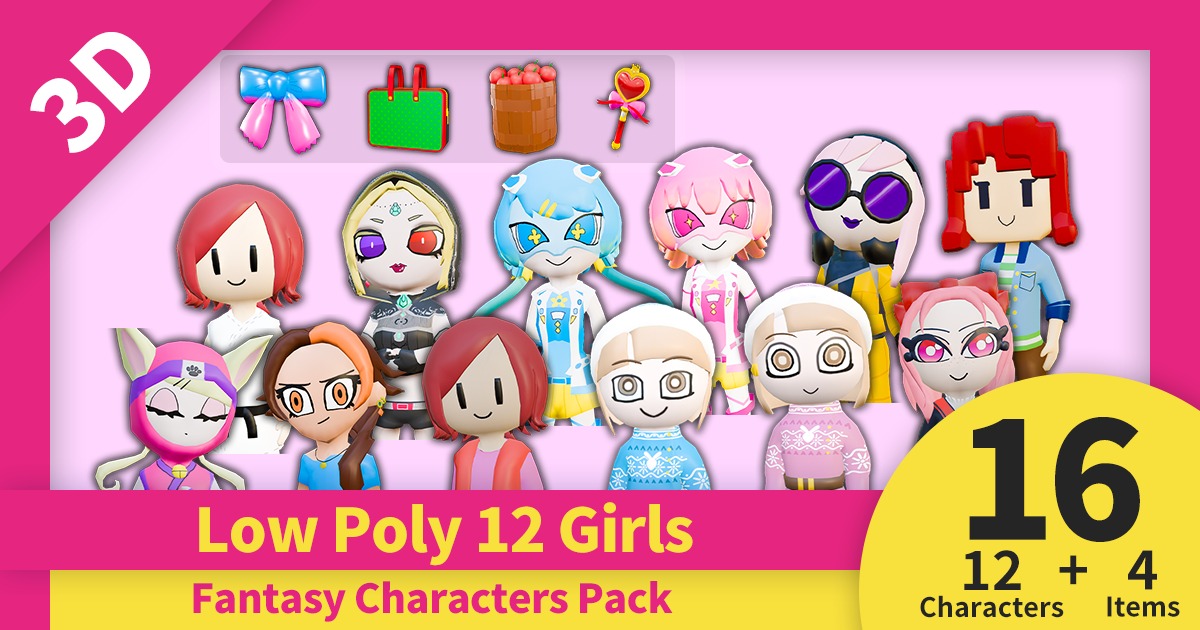 Low Poly 12 Girls - Fantasy Characters Pack | 3D Humanoids | Unity ...
