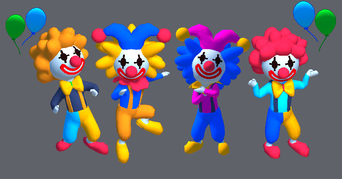 Hyper-Casual Characters Stickman sphere head skins vol.3 Clown | 3D 人形 ...