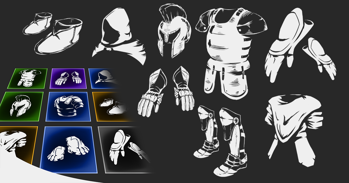 Flat RPG Icons Pack 2: ARMOR | 2D 图标 | Unity Asset Store